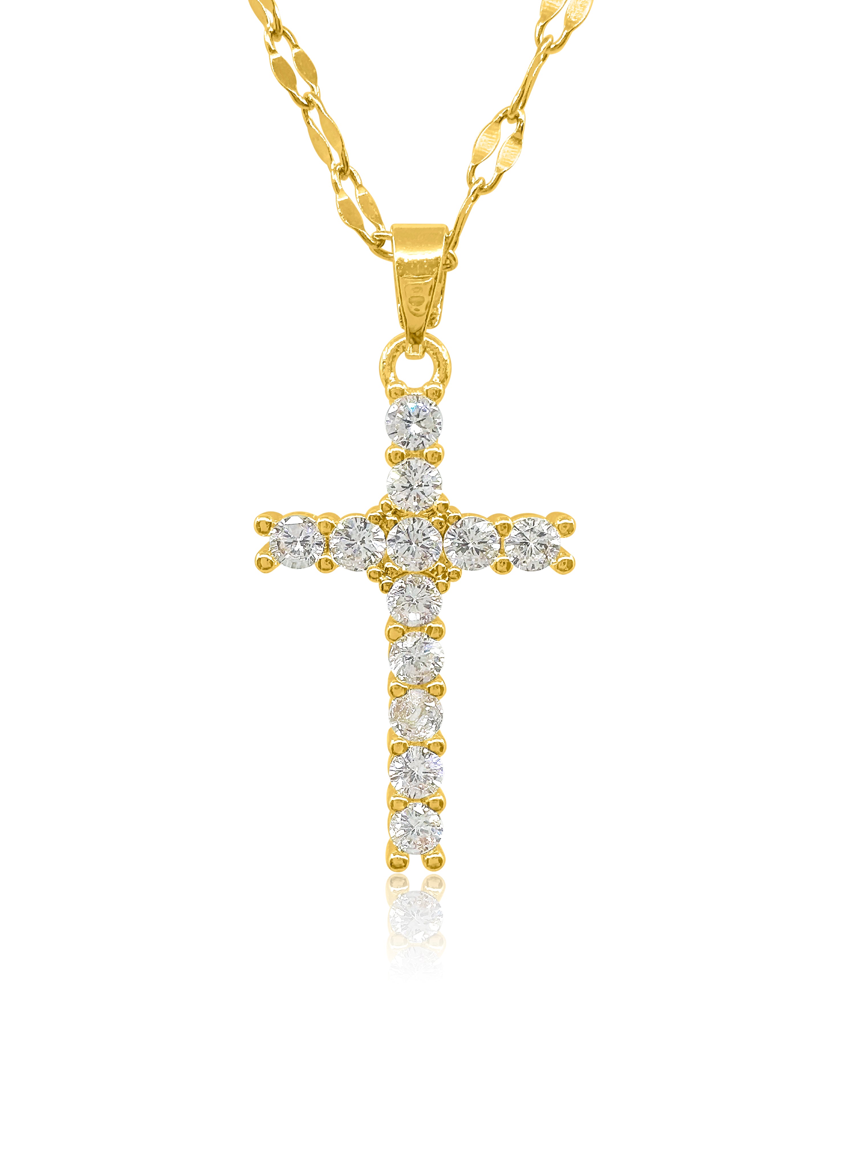 Sparkling Cross Gold Necklace – Capella & Co.
